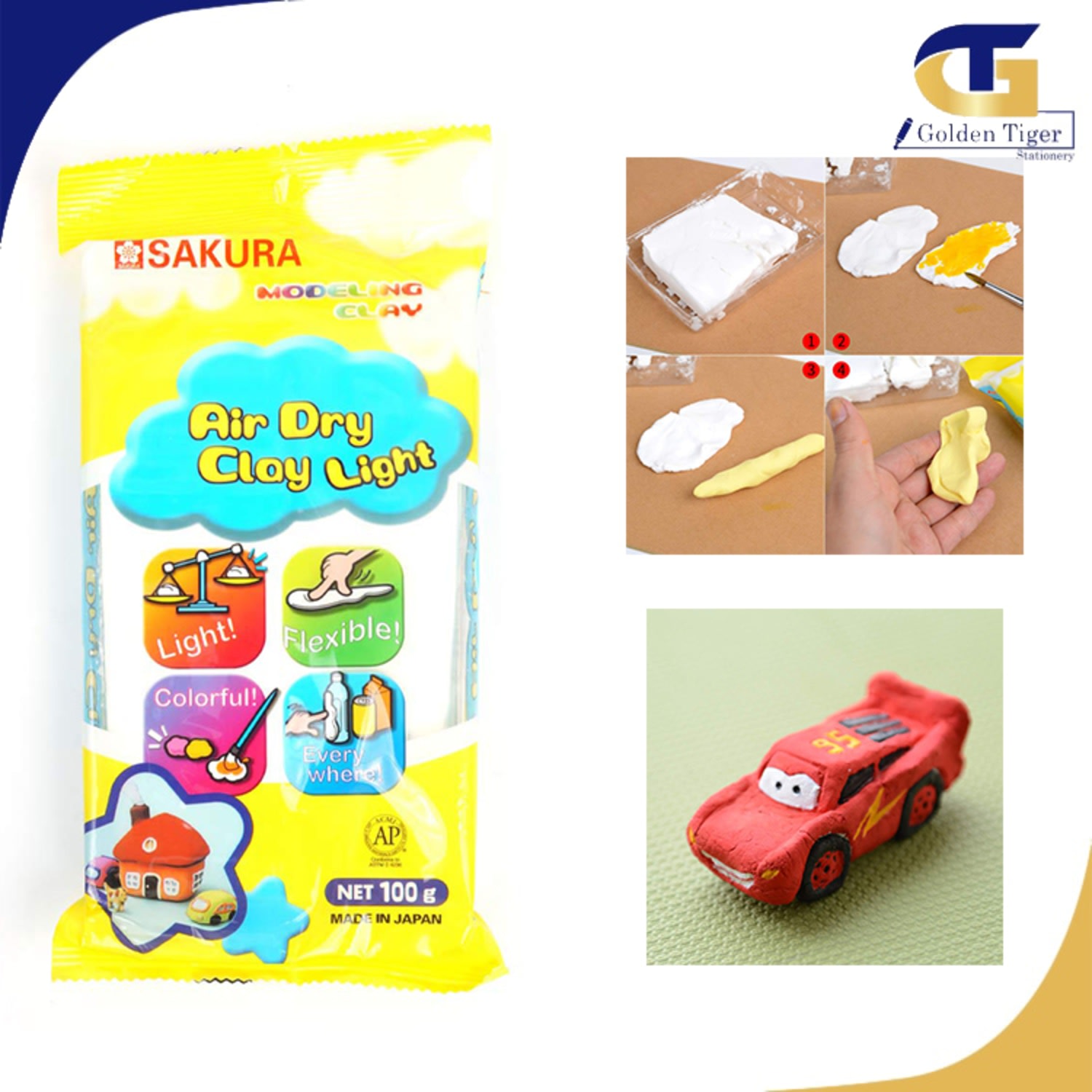 Sakura Air Dry Clay Light Weight White | Golden Tiger Stationery Store