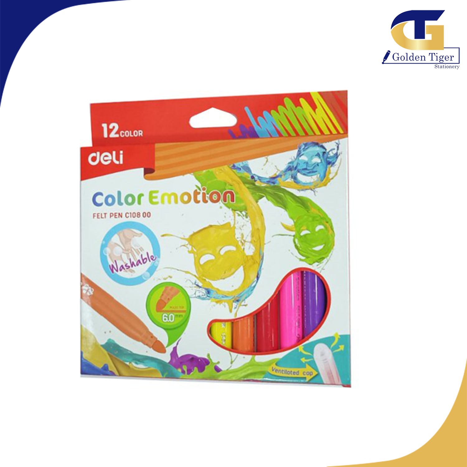 Deli Color Emotion Felt Pen C10100 (12 color) | Golden Tiger Stationery ...